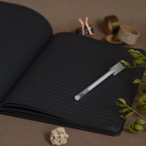 Black Paper Notebook With Lined Pages, Blackout Aesthetic Journal ...