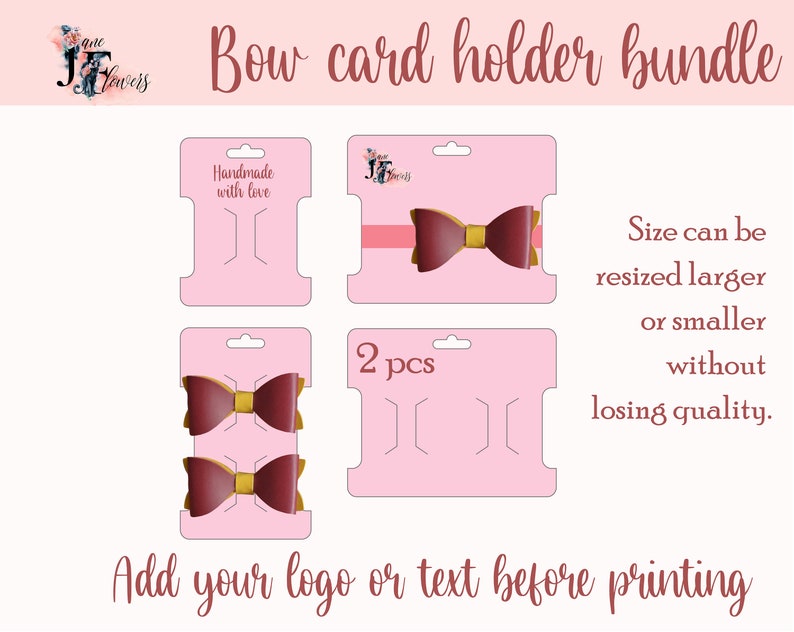 Editable Bow Card Holder Bundle, Double Bow Card Template, Headband ...