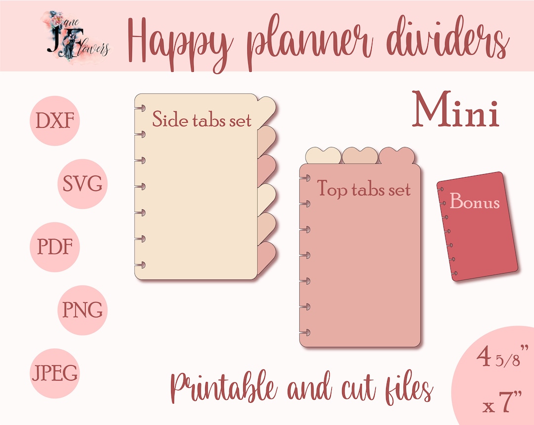 Cute Dividers for Happy Planner Mini, Mini Happy Planner Tabs SVG, Disc ...