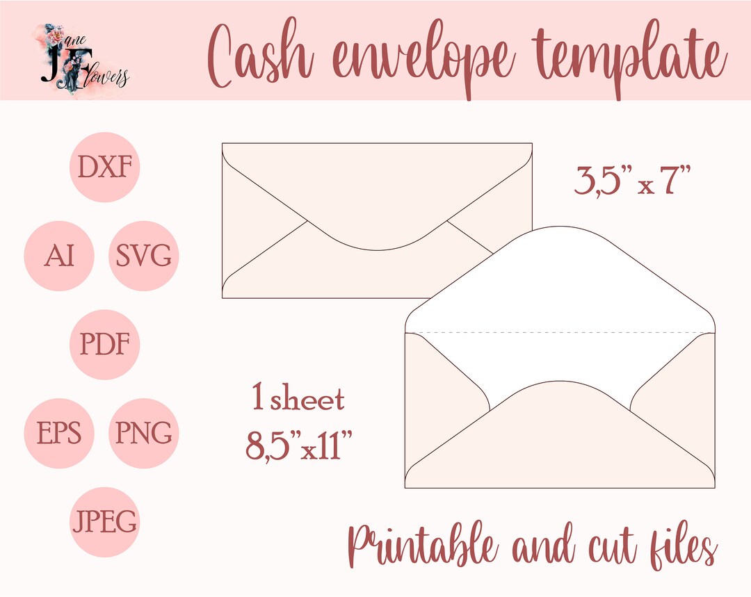 Cute Cash Envelope Template Svg, Budget Envelopes Pattern SVG, Cricut ...