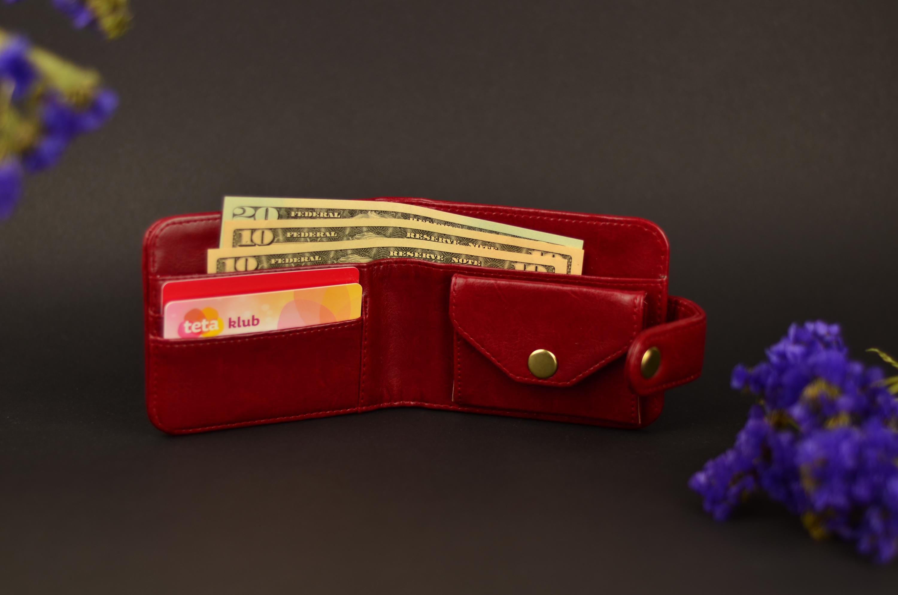 Handmade Faux Leather Bifold Wallet: Minimalist Coin Purse With Clasp ...
