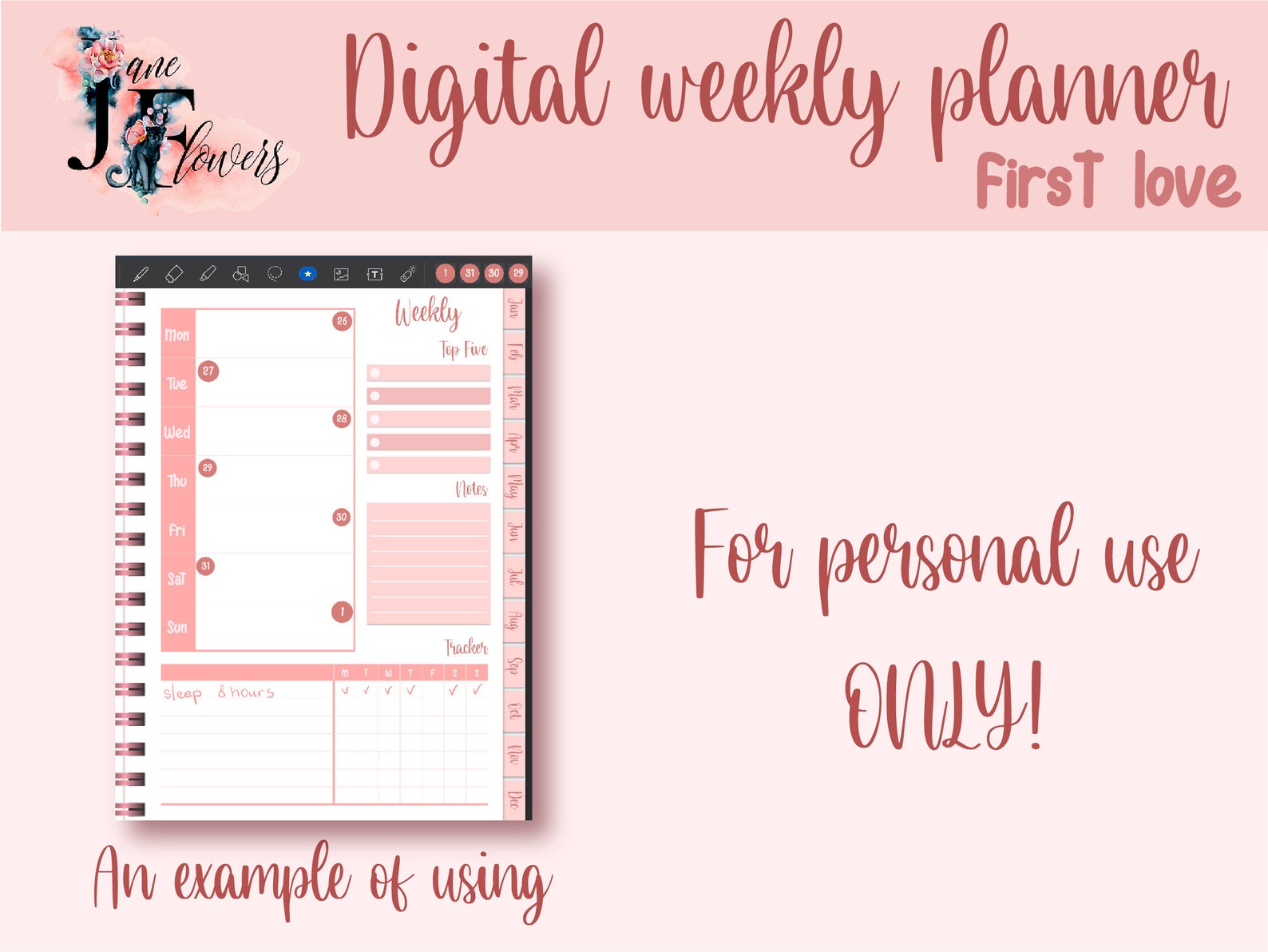 Undated Digital Planner Cute Goodnotes Planner Pink Life - Etsy