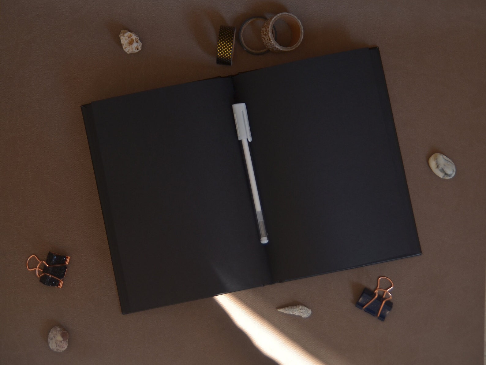 Black Paper Notebook, Blackout Aesthetic Journal Included White Ink Pen ...