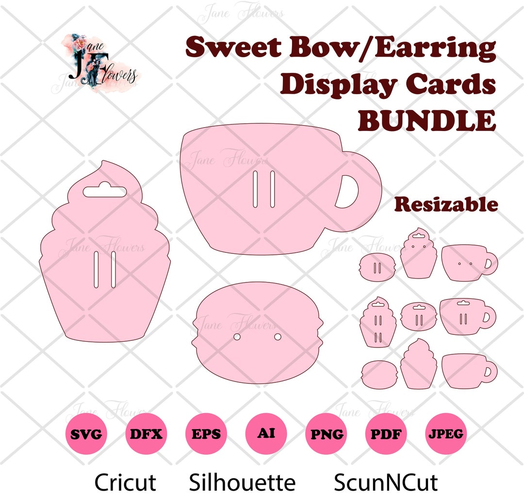 Hair Bow Card Svg SVG Earring Display Card Bow Bundle Jewelry Display ...
