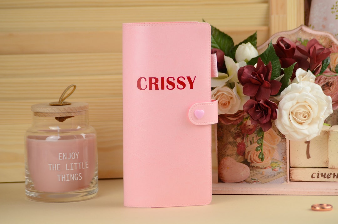 Personalized Pink Happy Planner Cover, Plain Snap Cover for Skinny Mini ...