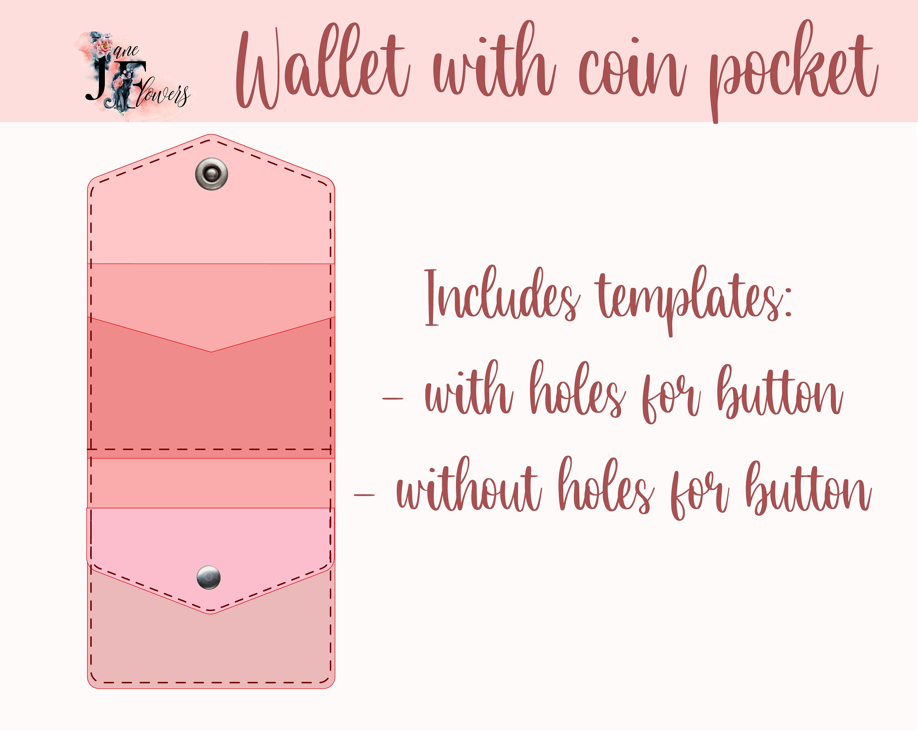 Cute Wallet SVG Template With Coin Pocket, Minimalist Business Card ...