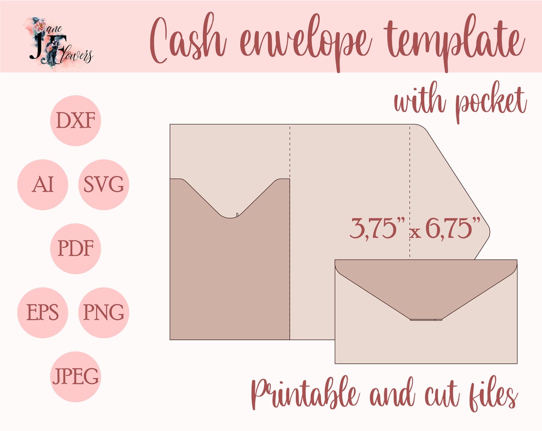 Cash Envelope With Pocket, Money Envelope Template SVG, Cricut Budget ...