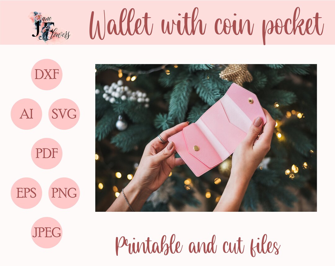 Cute Wallet SVG Template With Coin Pocket, Minimalist Business Card ...