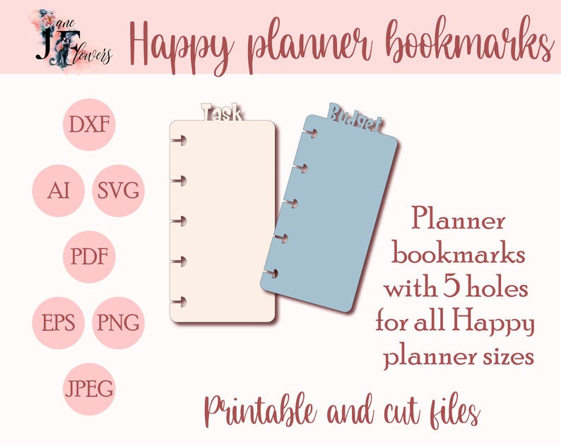 Mini Happy Planner Bookmark SVG Template: Disc Bound Classic Page ...