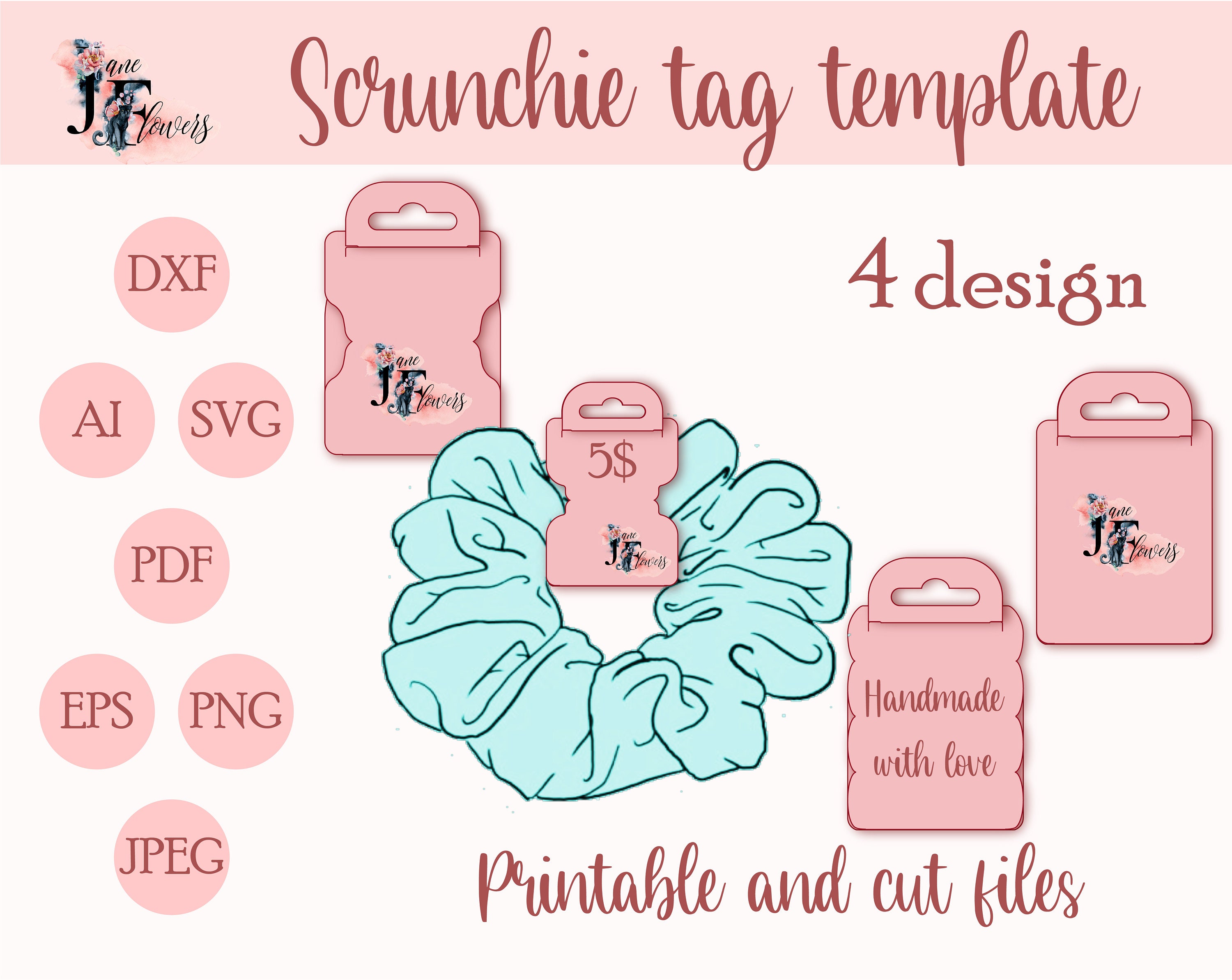 Scrunchie Display Card Template Scrunchie Tag SVG Headband - Etsy Australia