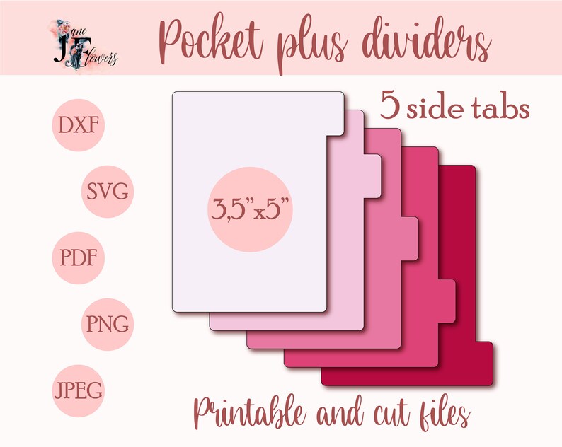 5 Side Tabs for Pocket Plus Dividers Templates SVG, Planner Tabs ...