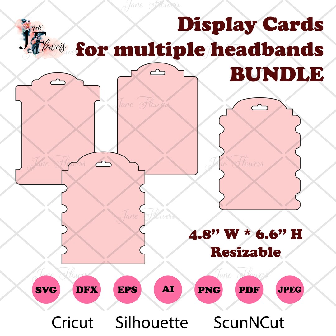 Headband Display Cards Template Svg Dxf Png Ai Files, Hair Clip Card ...