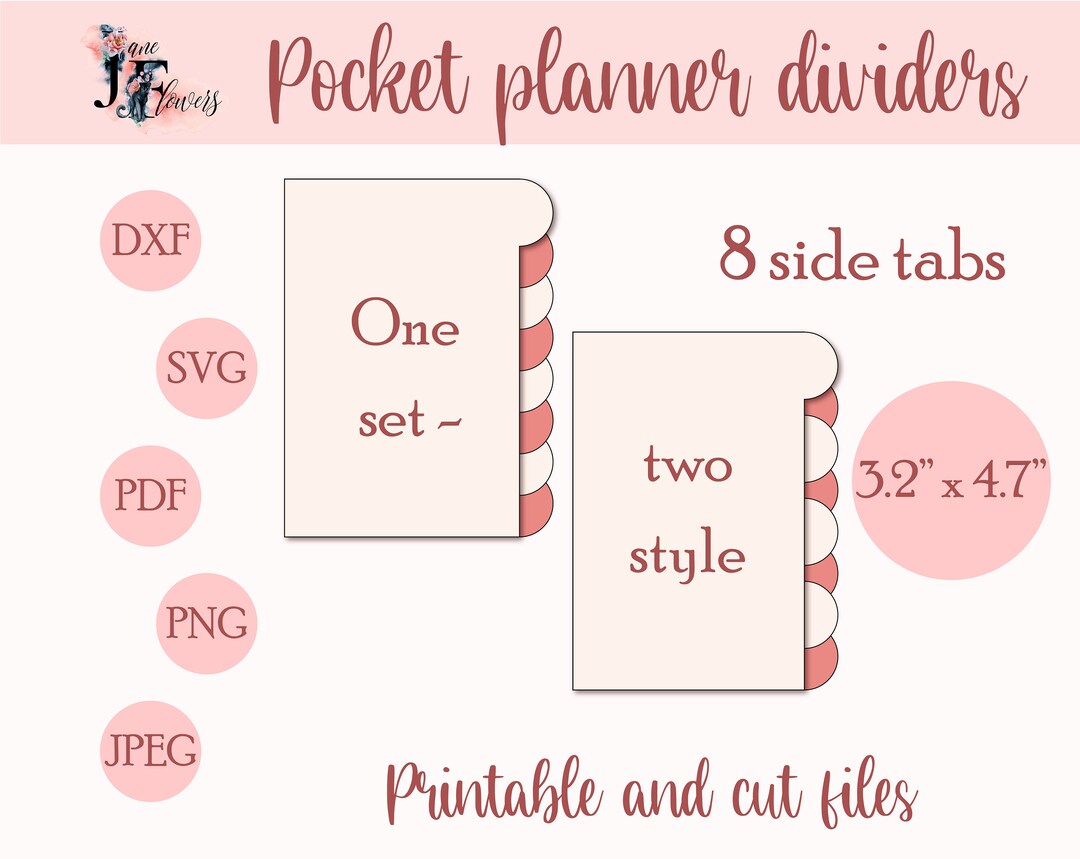 Pocket Planner Tabs, Side Tab Dividers Template, Divider Pages, Pocket ...