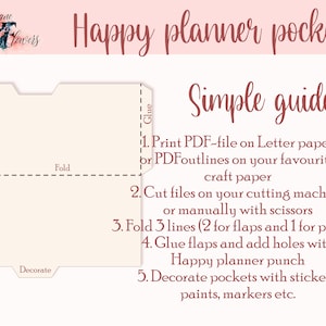 Dividers With Pocket for Mini Happy Planner, DIY Pocket Pages for Happy ...