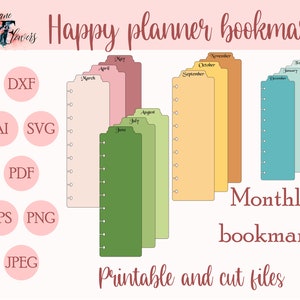 DIY Monthly Bookmarks for Classic Happy Planner, Printable Disc Bound ...
