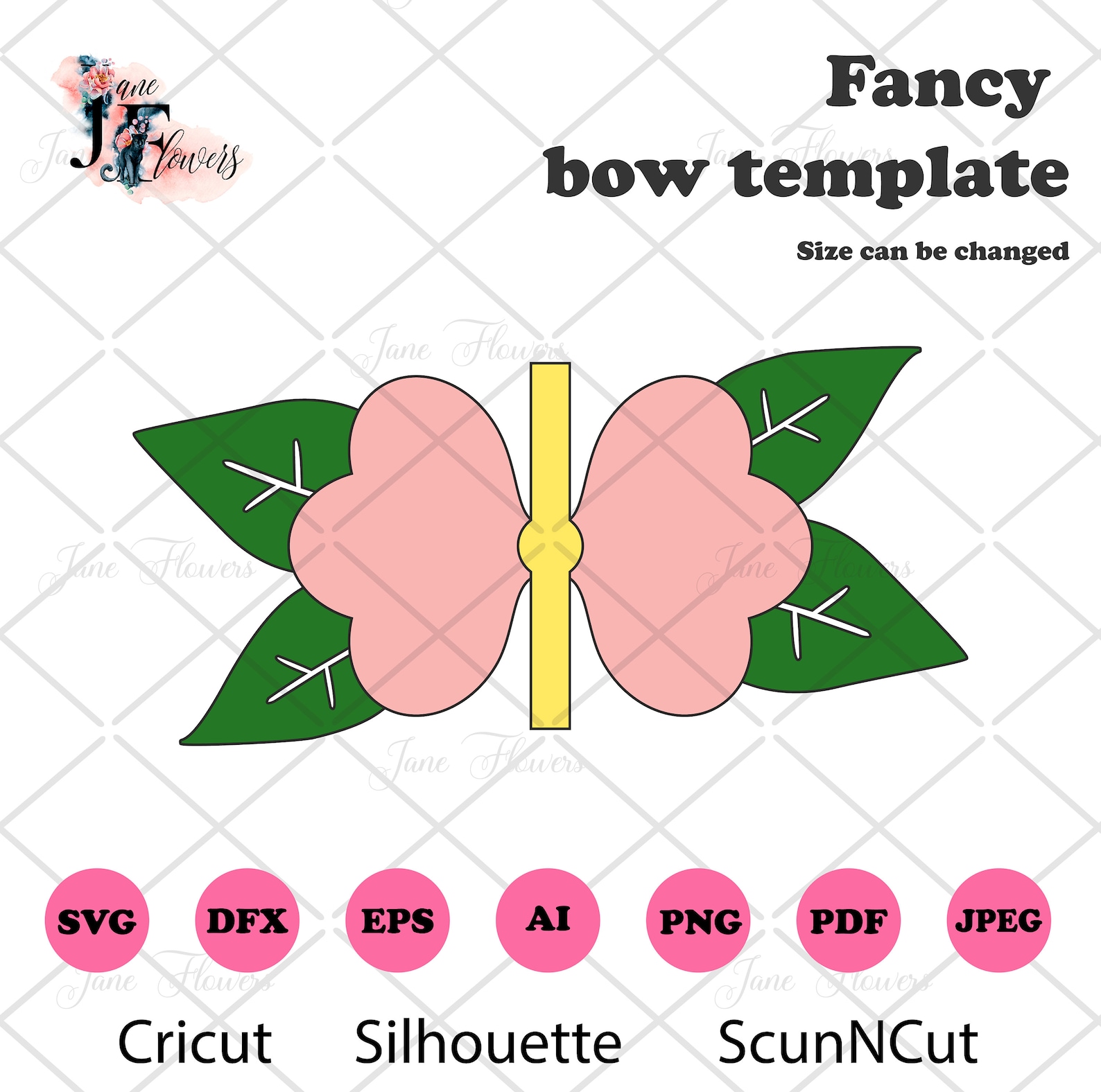 Fancy Bow Template SVG DXF PDF Flower Bow Template Cricut - Etsy