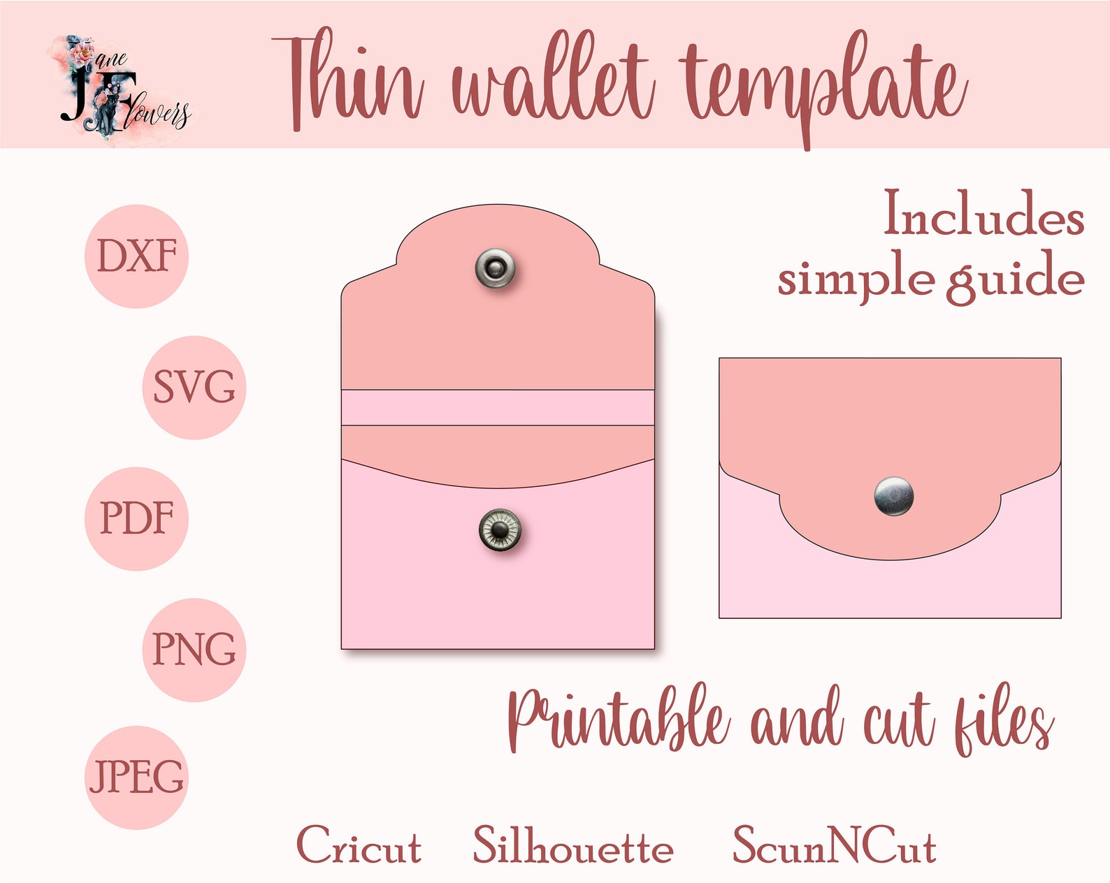 Wallet SVG Bundle for Cricut, Slim Purse Template Set, 4 Wallet Pattern ...