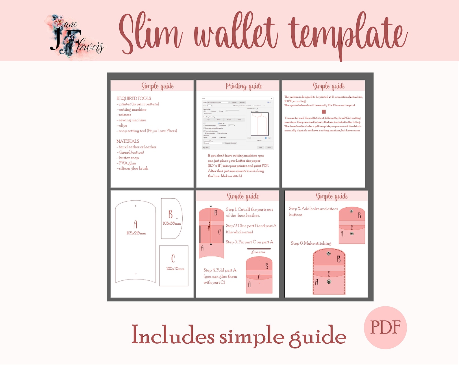 Cute Slim Wallet SVG Template, Business Card Holder Pattern, Keychain ...