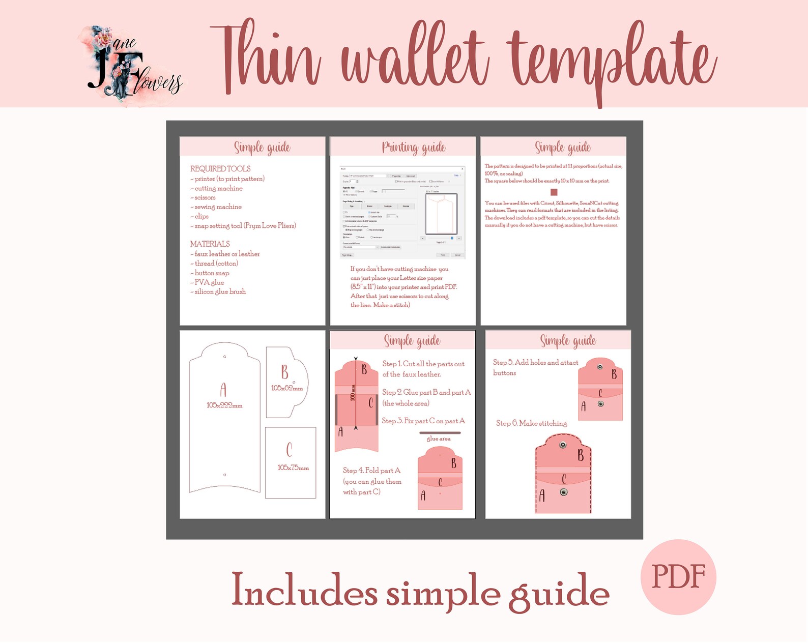 Thin Purse Template, Small Wallet Svg, Minimalist Business Card Holder ...