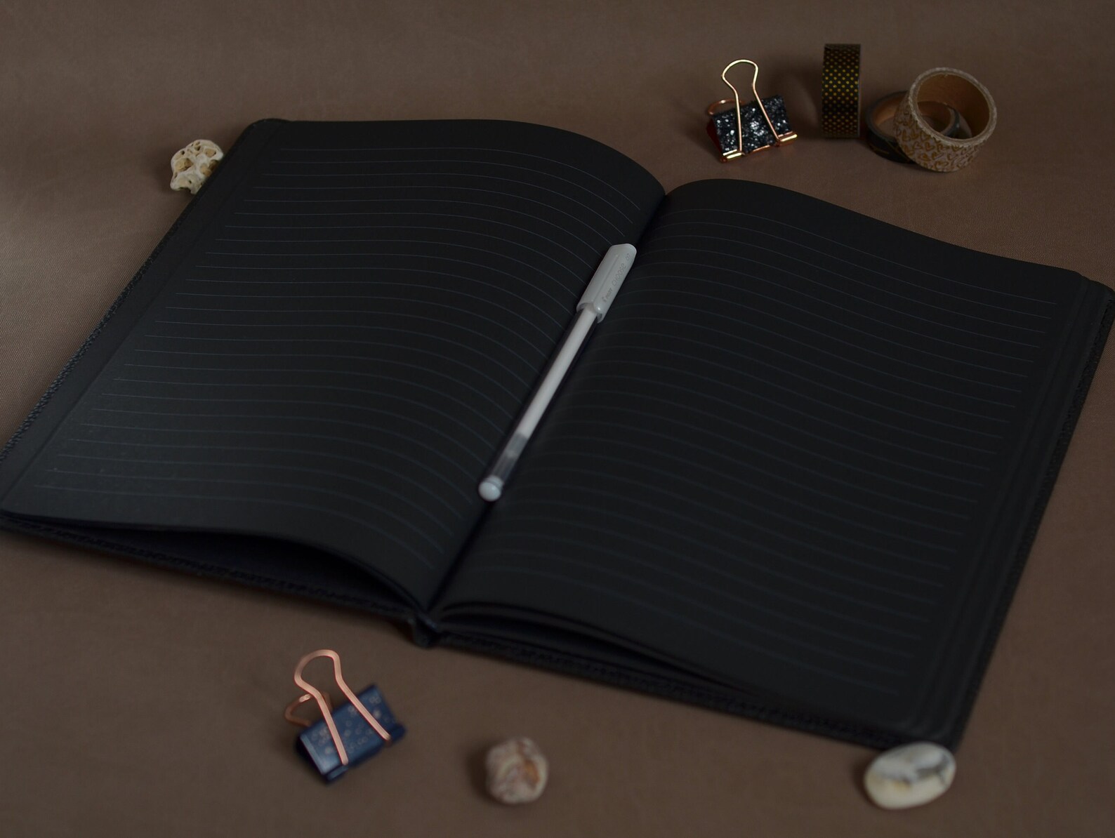 Black Paper Notebook With Lined Pages, Blackout Aesthetic Journal ...