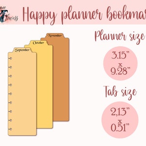 DIY Monthly Bookmarks for Classic Happy Planner, Printable Disc Bound ...