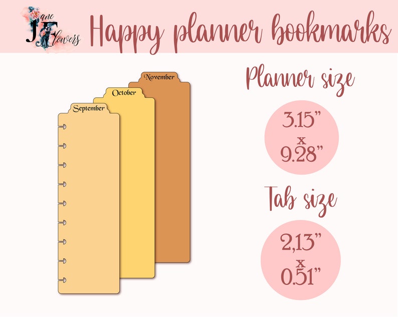 DIY Monthly Bookmarks for Classic Happy Planner, Printable Disc Bound ...