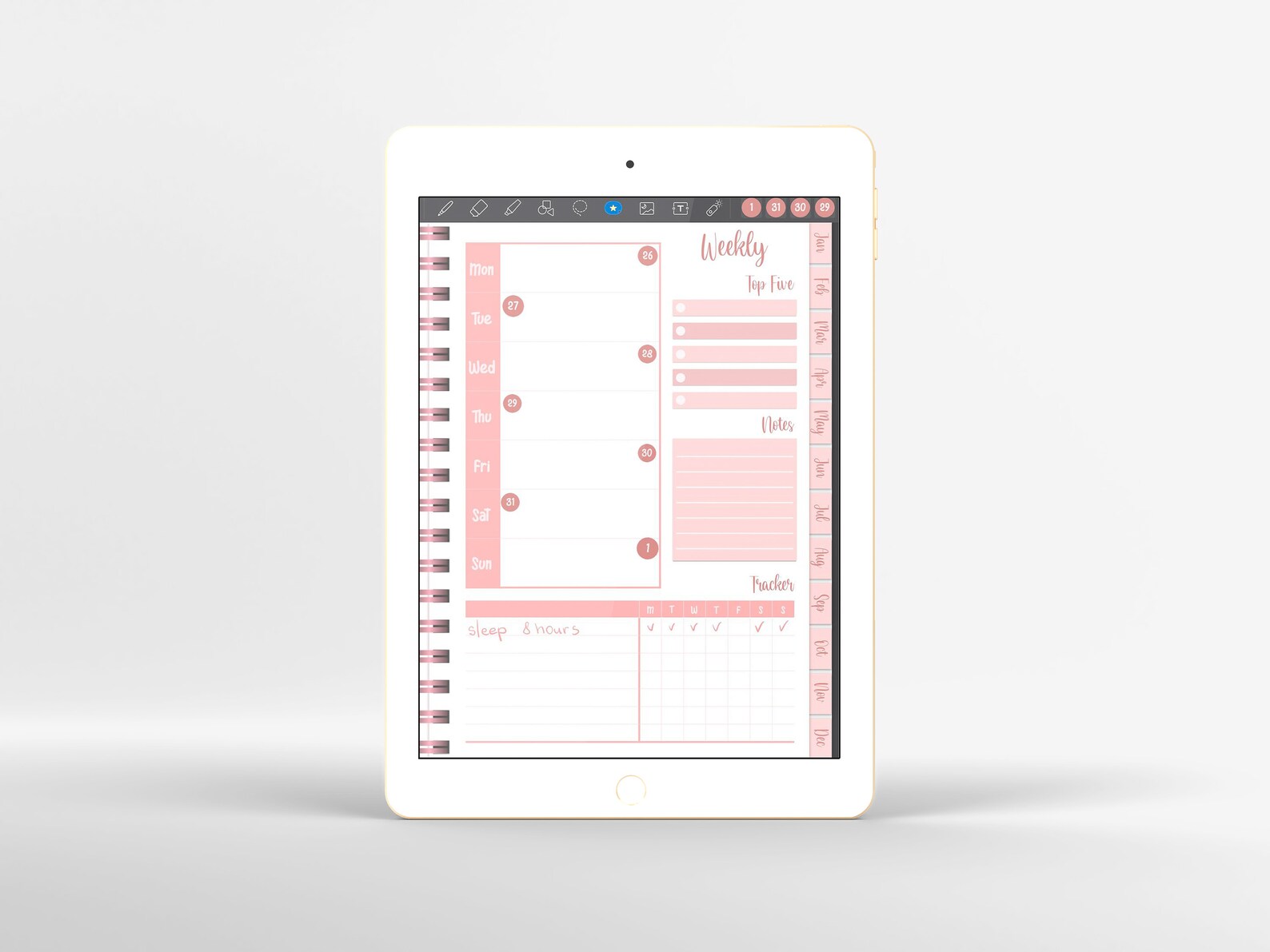 Undated Digital Planner Cute Goodnotes Planner Pink Life - Etsy