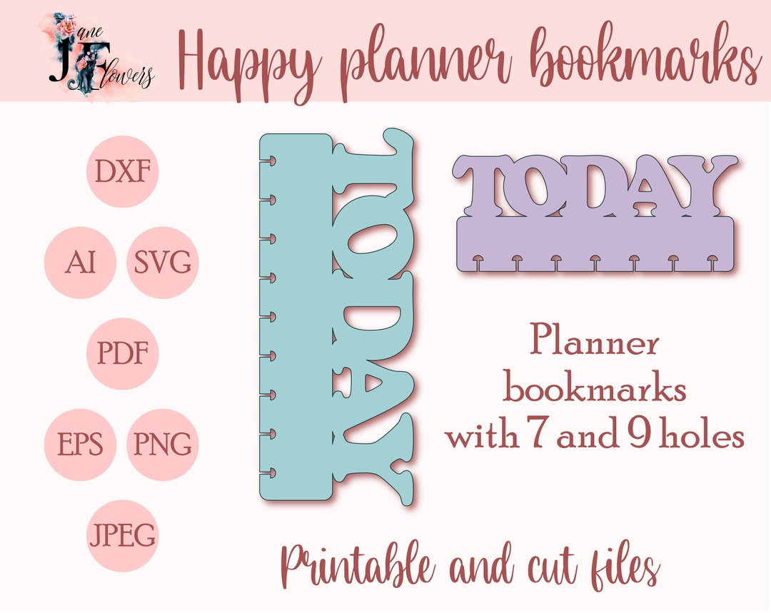 Classic Happy Planner Bookmark SVG Template, Disc Bound Page Marker for ...