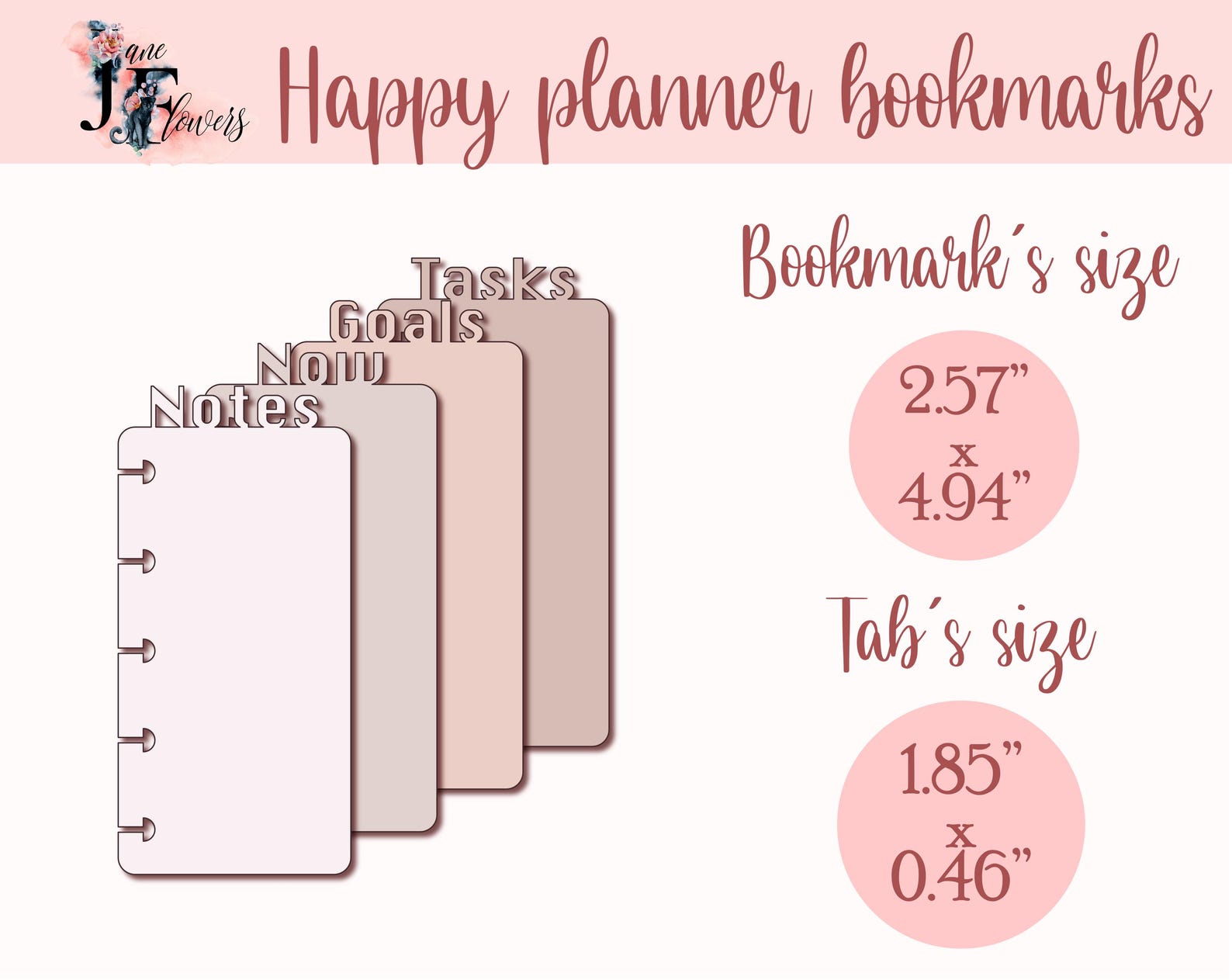 Happy Planner Bookmarks SVG Template: Disc Bound Page Markers (digital ...