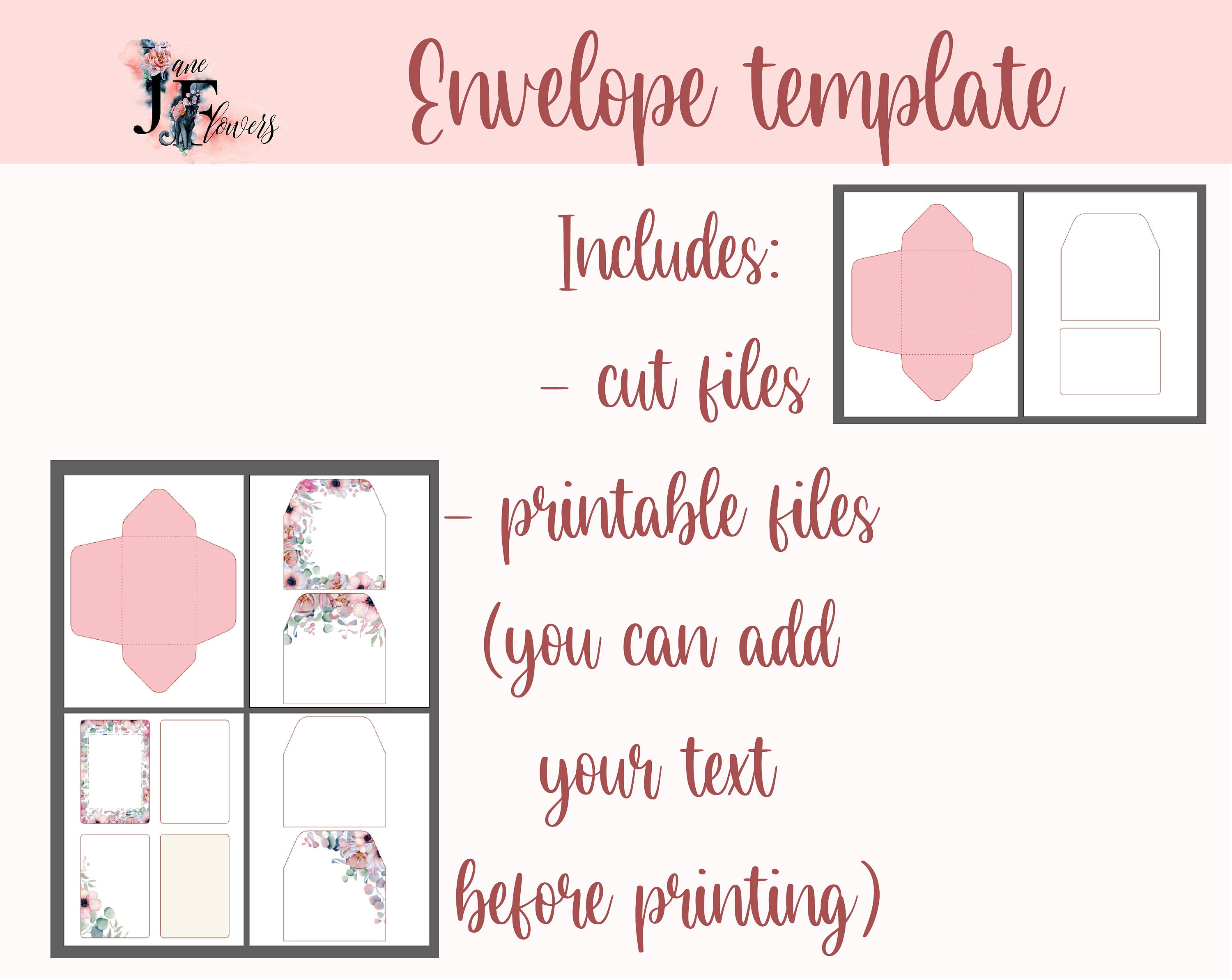 Printable Envelope With Liner and Invitation Card Cute - Etsy