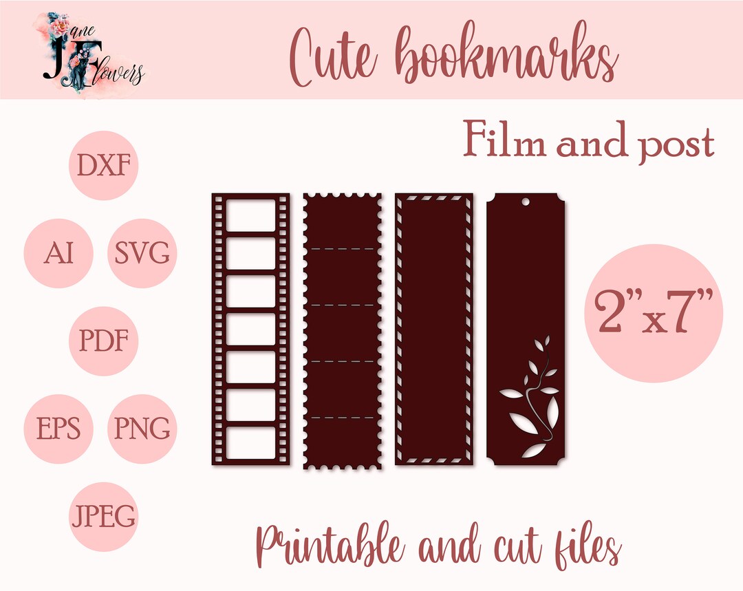 Cute Bookmarks SVG, Fancy Planner Bookmark Template, Film Book Tags ...