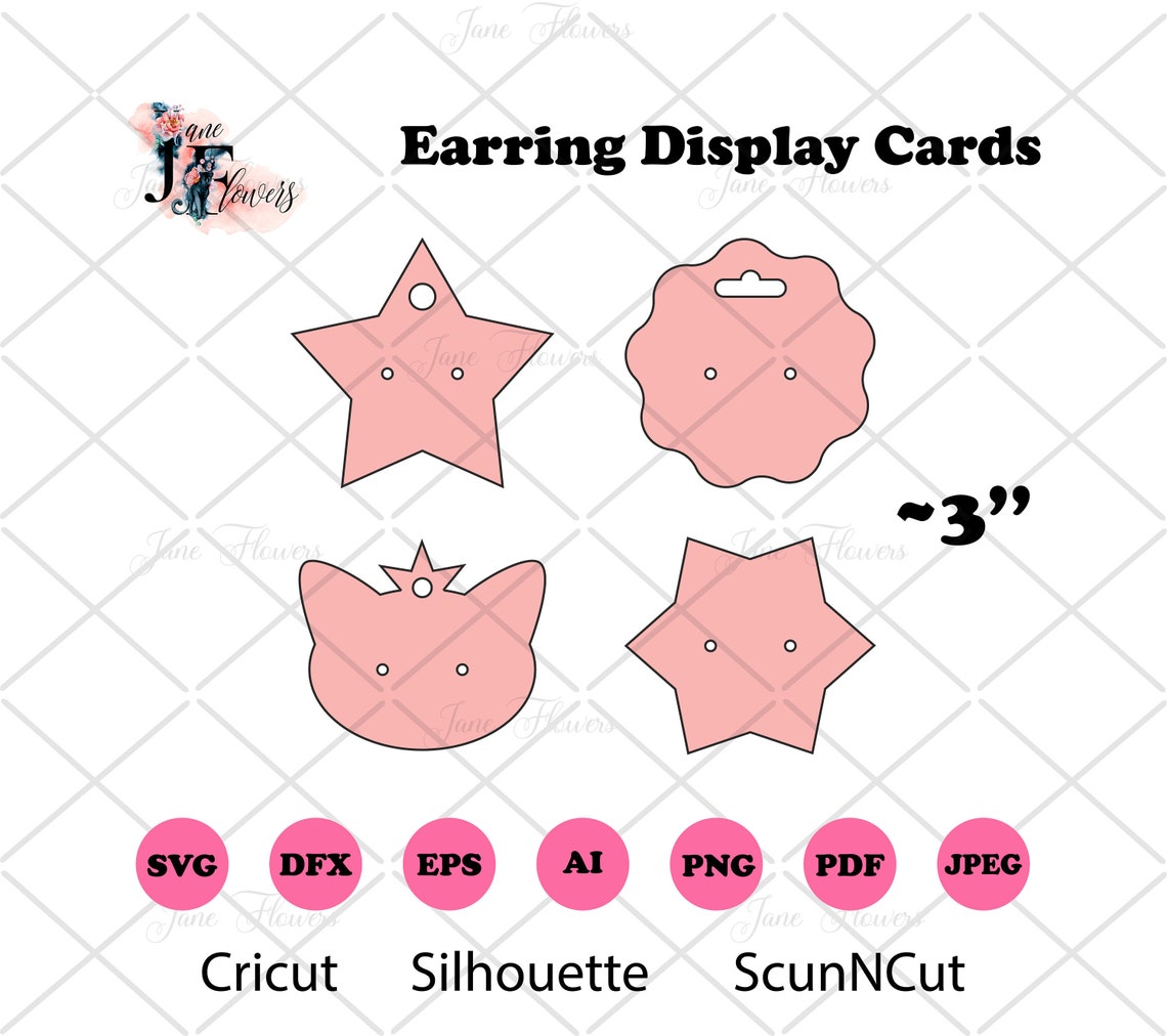 Earring Display Cards SVG Earring Card Template Earing - Etsy