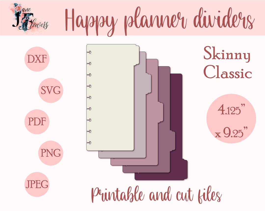 Happy Planner Dividers Svg, Skinny Classic Divider Pages, Discbound ...