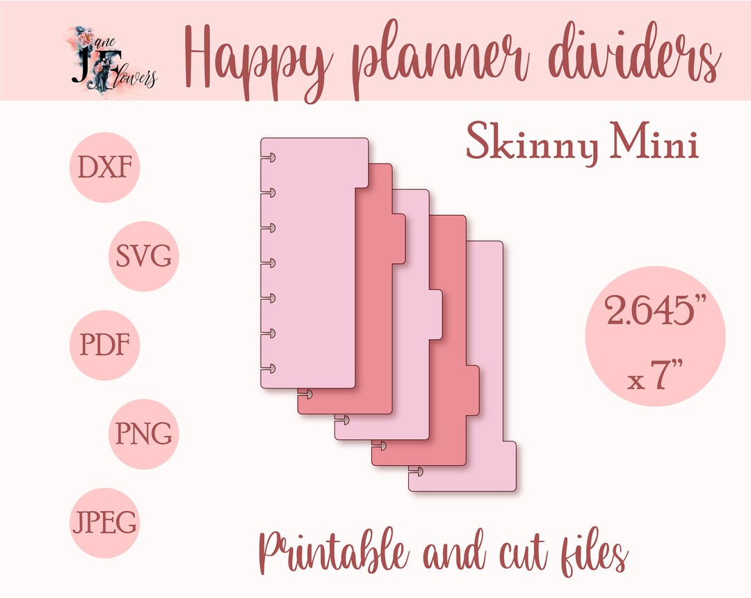 5 Side Tab Dividers Templates for Skinny Mini Happy Planner, Divider ...