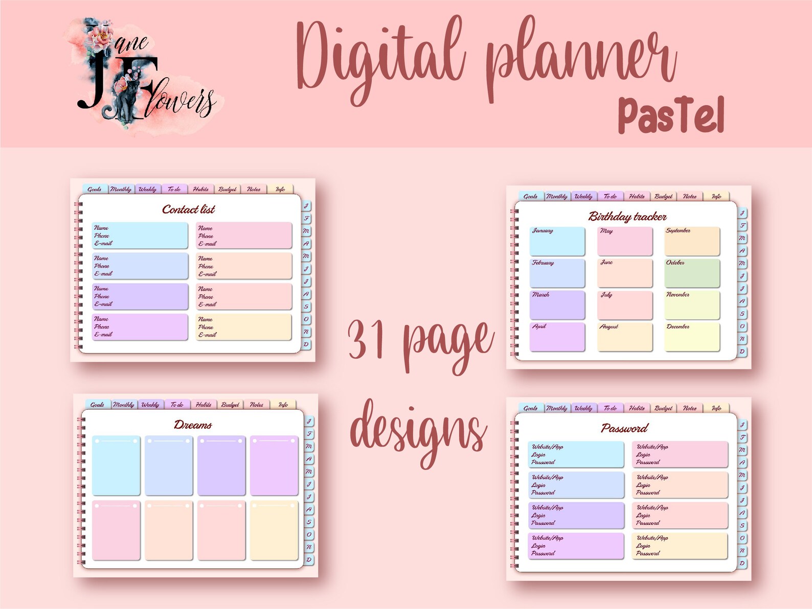 Undated Digital Planner for Goodnotes, 2023 Goodnotes Planner, iPad ...