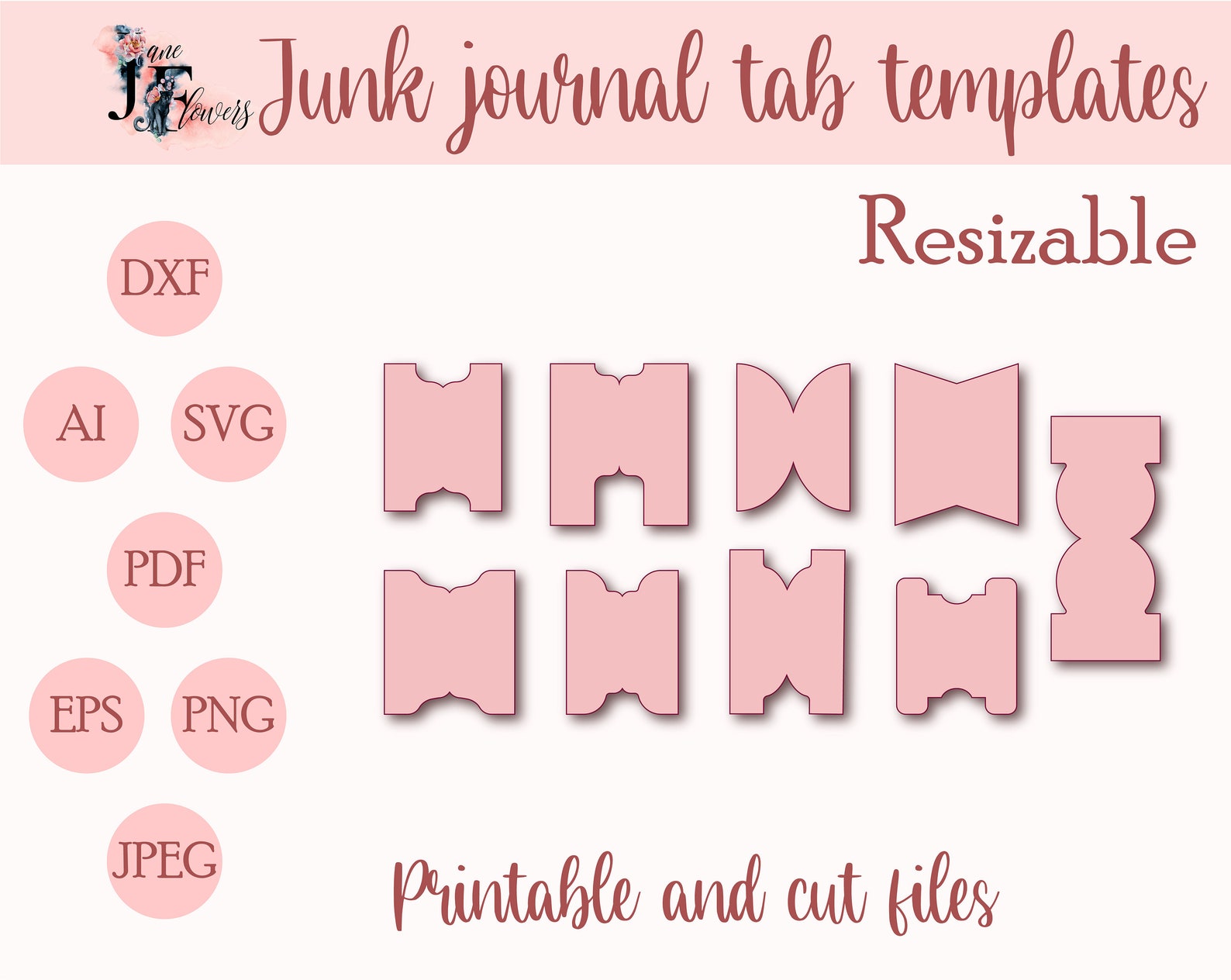 9 Double Journal Tabs Cut File, Folder Tabs, Page Tabs Templates ...