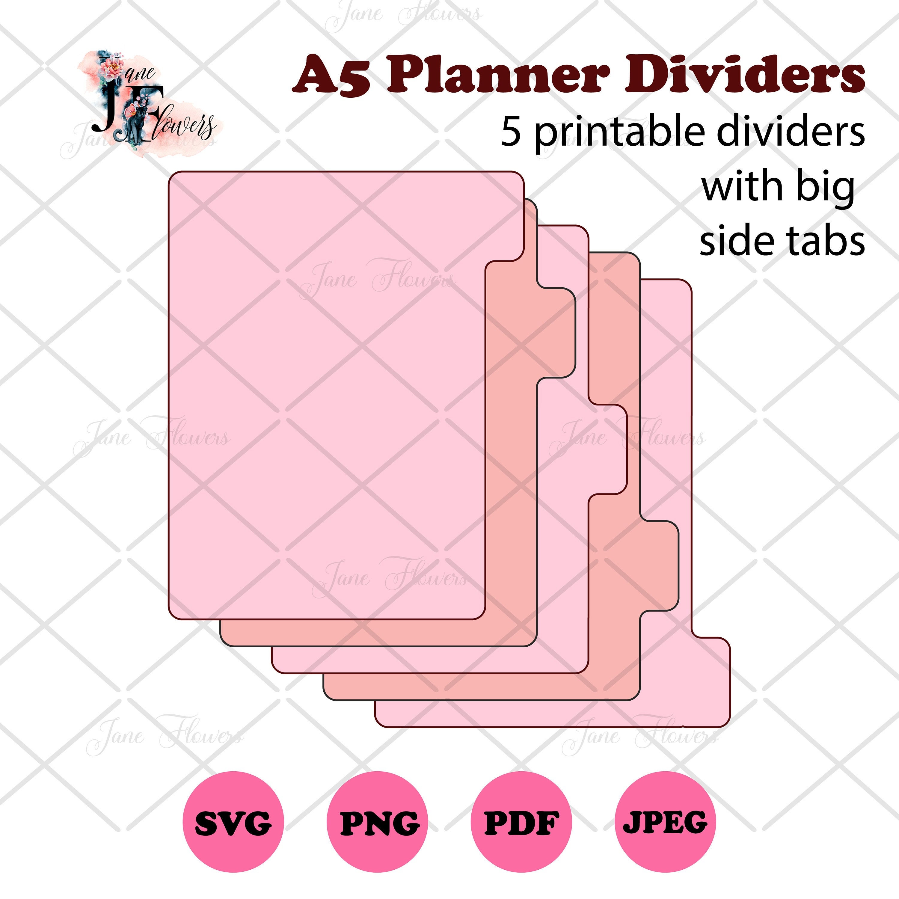 A5 Planner Tabs Divider Pages A5 Binder Dividers For Cricut Etsy 