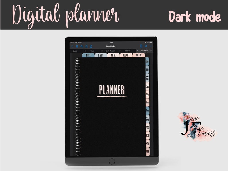 Undated Dark Mode Hyperlinked Digital Planner Start Sunday - Etsy