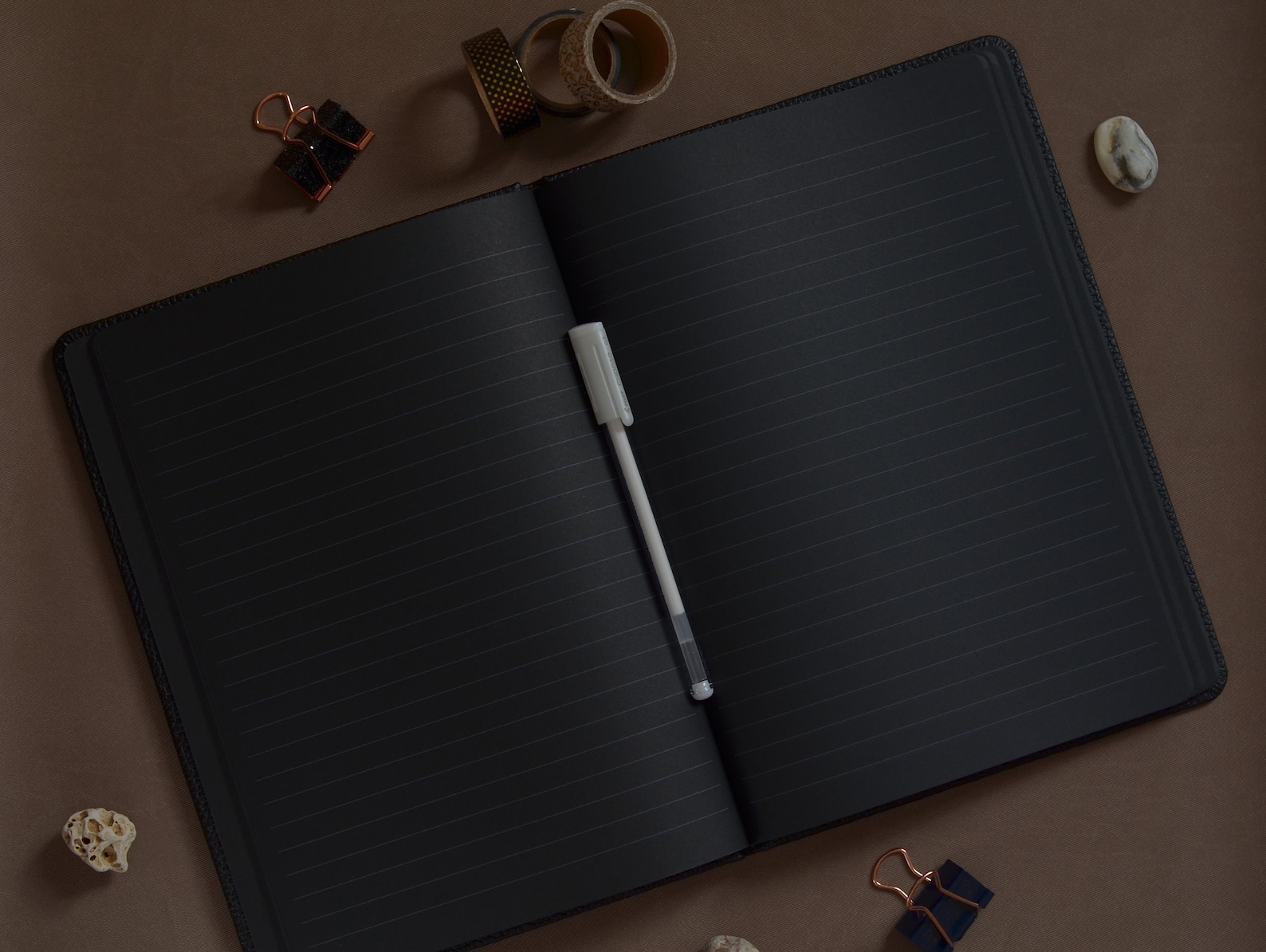 Black Paper Notebook With Lined Pages, Blackout Aesthetic Journal ...