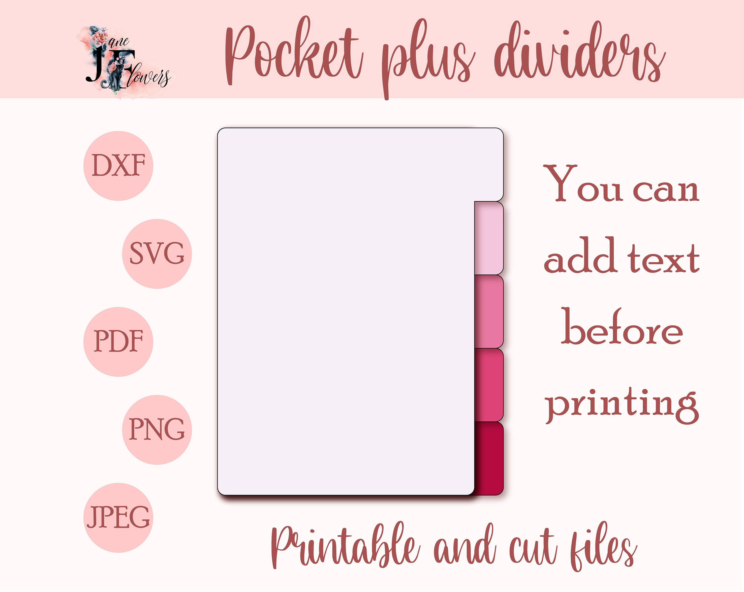 5 Side Tabs for Pocket Plus Dividers Templates SVG, Planner Tabs ...