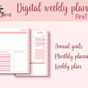 Undated Digital Planner , Cute Goodnotes Planner, Pink Life Planner ...