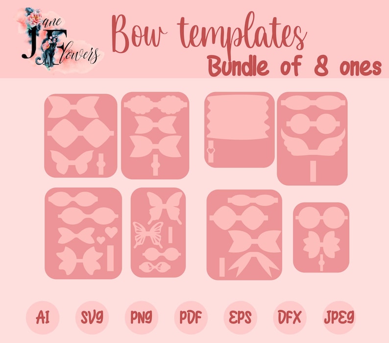 Bow Bundle SVG, 8 Faux Leather Hair Bow Template Svg, Bow Collection ...