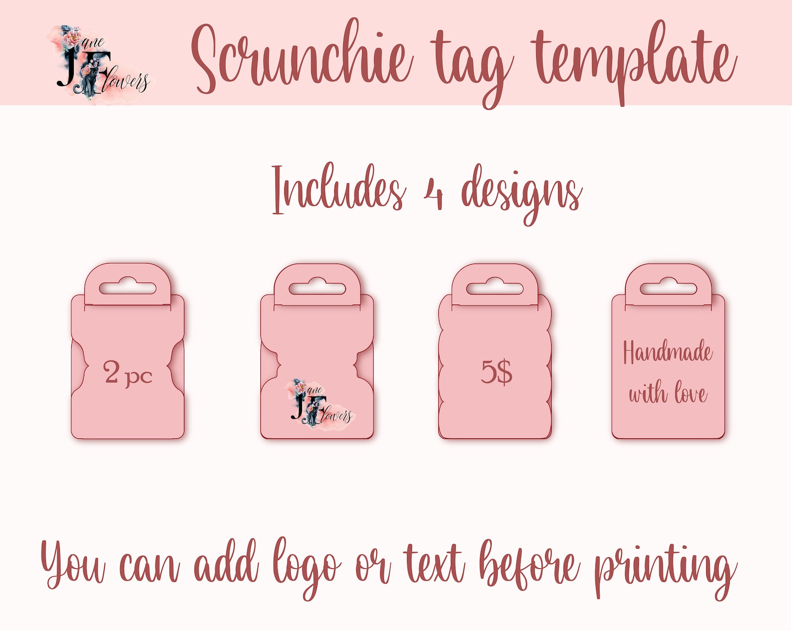 Scrunchie Display Card Template Scrunchie Tag SVG Headband - Etsy