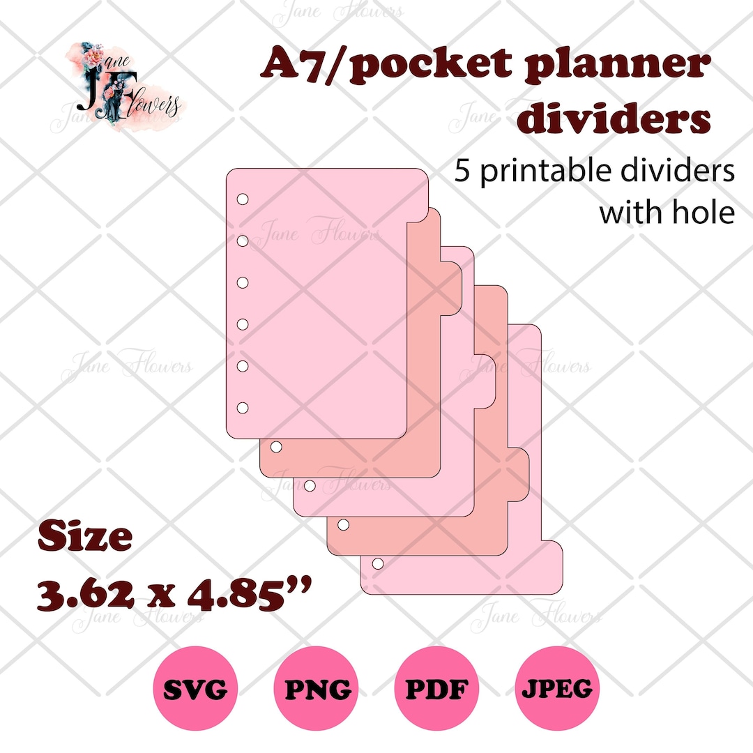 A7 Planner Tabs, A7 Side Tab Dividers Template, Divider Pages, Pocket ...