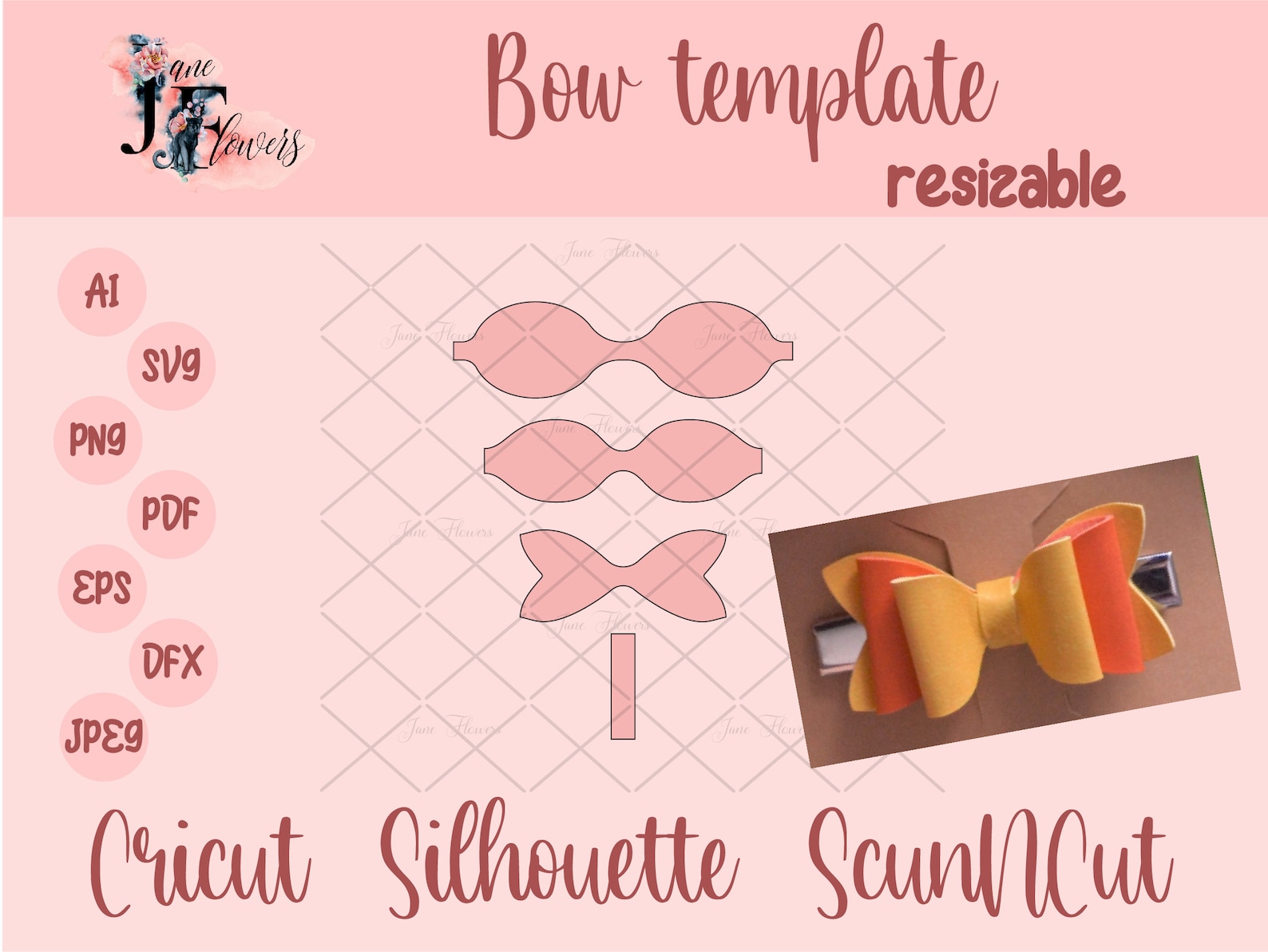 Bow Bundle SVG Hair Bow Template 9 Faux Leather Bow Template - Etsy