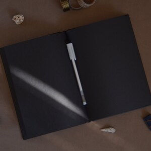 Black Paper Notebook, Blackout Aesthetic Journal Included White Ink Pen ...