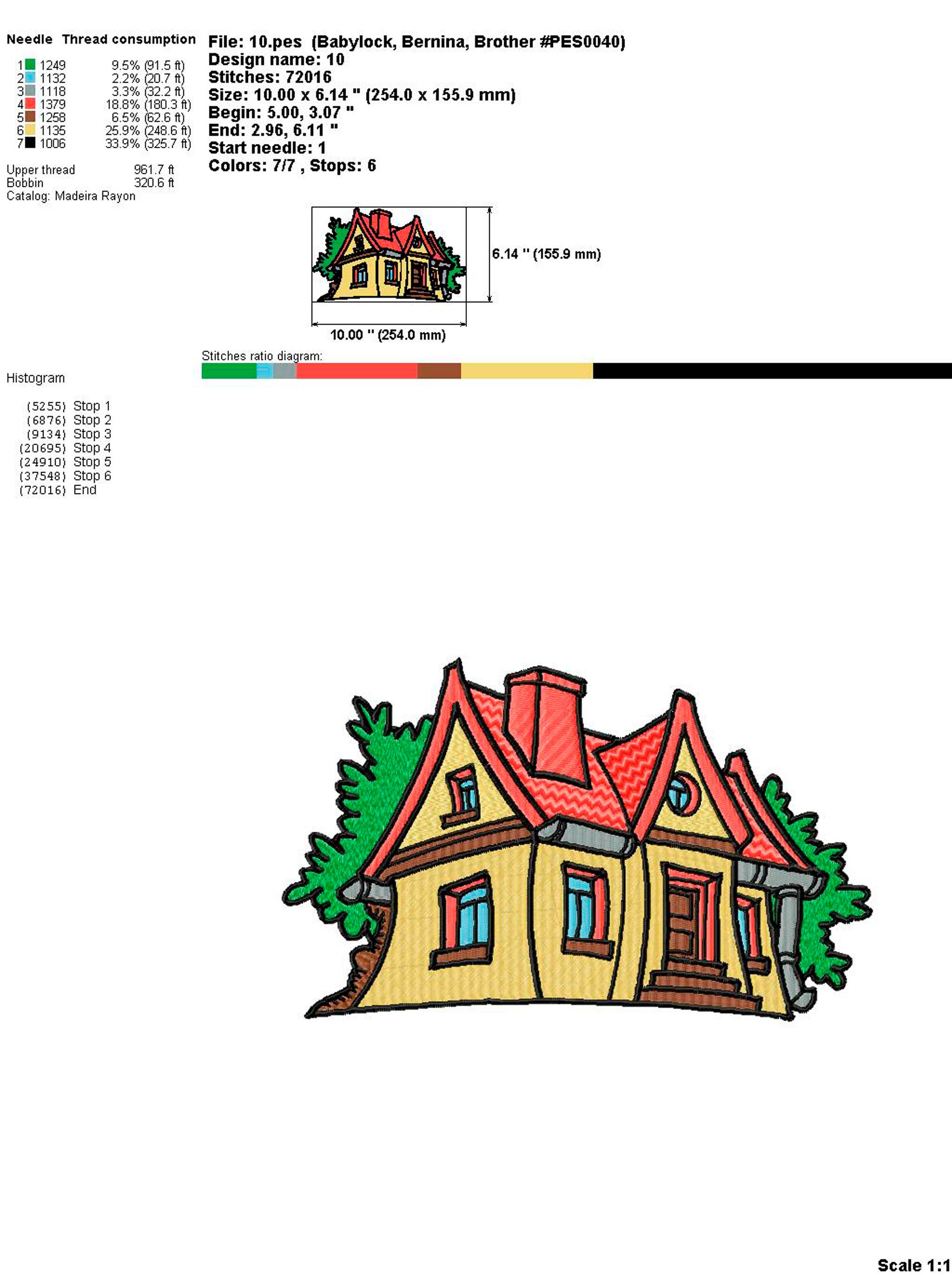 House Embroidery Machine Pattern. Digitized Design. Digital - Etsy Ireland