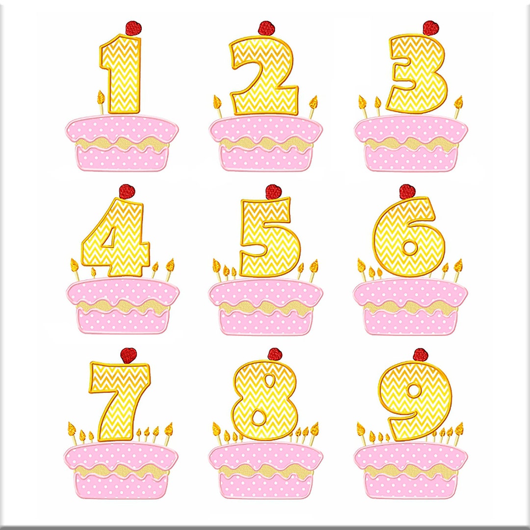 Birthday Numbers Set Machine Embroidery Applique Design. Embroidery ...