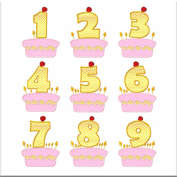 Birthday Numbers Set Machine Embroidery Applique Design. - Etsy