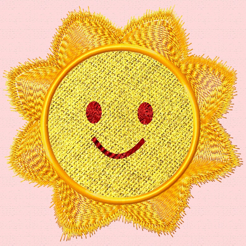 Yellow Sun Embroidery Machine Design Applique. Embroidery - Etsy